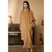 China Winter Mongolian Cashmere Overcoat Luxury Ladies Long Alpaca Wool Trench Coat Women 100% Wool Cashmere Handmade Coat for Women for sale