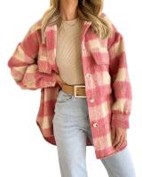China Winter Plaid Jacket Women Overshirt Long Checkered Jacket Woman Female Long Sleeve Winter Shirt Jackets Coats for Women for sale
