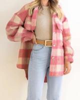 China Winter Plaid Jacket Women Overshirt Long Checkered Jacket Woman Female Long Sleeve Winter Shirt Jackets Coats for Women for sale
