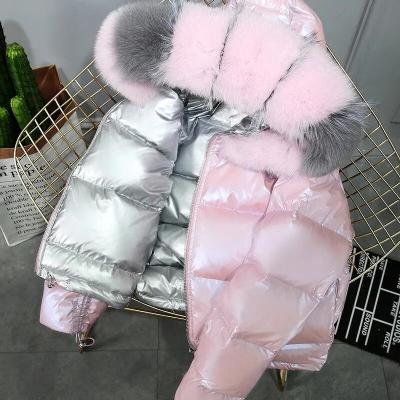 China Fox Fur Collar Down Jackets Bubble Coats Women Short Coats for Ladies Puffer Jacket Winter Coats Women for sale