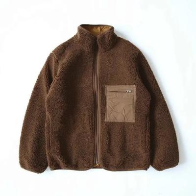 China Custom Logo Solid Color Stand Collar Zipper Loose Hood Oversized Long Sleeve Sherpa Winter Coat Polar Fleece Jacket for Men for sale
