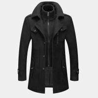 China Autumn and Winter New Men&prime;s Double Collar Woolen Warm Plus Size Long Coat Windproof Jacket for Men for sale