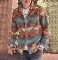 China Western Clothing Custom Plus Size Men&prime;s Geometric Pattern Single Breasted Turndown Aztec Style Coats Jackets for Men for sale