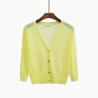 China Women&prime;s Summer Knitwear Thin Cardigan Ice Silk Seven-Point Sleeve with Candy-Colored Sunblock Coat for Women for sale