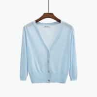 China Women&prime;s Summer Knitwear Thin Cardigan Ice Silk Seven-Point Sleeve with Candy-Colored Sunblock Coat for Women for sale