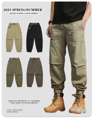 China Custom Track Jogger Pants Cargo Multi Pockets Pant Men Khaki Trousers Cargo Pants for Men for sale
