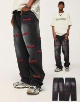China Streetwear Men&prime;s Pant Blank Baggy Denim Distressed Vintage Stacked Flare Jeans Pants for sale
