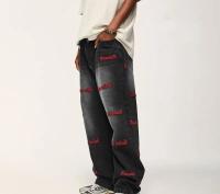 China Streetwear Men&prime;s Pant Blank Baggy Denim Distressed Vintage Stacked Flare Jeans Pants for sale