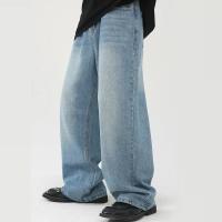 China Streetwear Men&prime;s Pant Blank Baggy Denim Distressed Vintage Stacked Flare Jeans Pants for sale