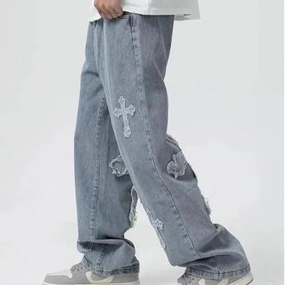 China OEM Mens Side Pocket Jeans Washed Vintage Baggy Multi Pocket Jeans Men for sale
