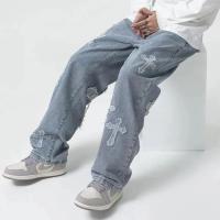 China OEM Mens Side Pocket Jeans Washed Vintage Baggy Multi Pocket Jeans Men for sale