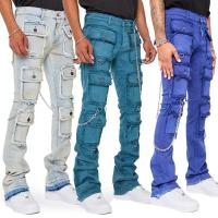 China Hot Selling Pants Flared Cotton Men Streetwear Fashion Hip-Hop Loose Straight Cargo Jeans for sale