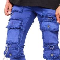 China Hot Selling Pants Flared Cotton Men Streetwear Fashion Hip-Hop Loose Straight Cargo Jeans for sale