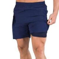 China Wholesale Customized Logo Double Layer Men Shorts Quick Dry Breathable Polyester Pockets Running Shorts for Men for sale