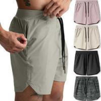 China Customized Mens Workout Athletic Shorts Polyester Inside Pocket Quick Dry Sports Sweat Gym Running Men Shorts for sale