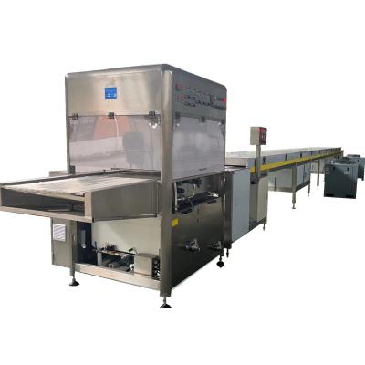 China Automatic Chocolate Enrobing Machine With 304 Stainless Steel Build And 18M Cooling Tunnel For Bakery for sale