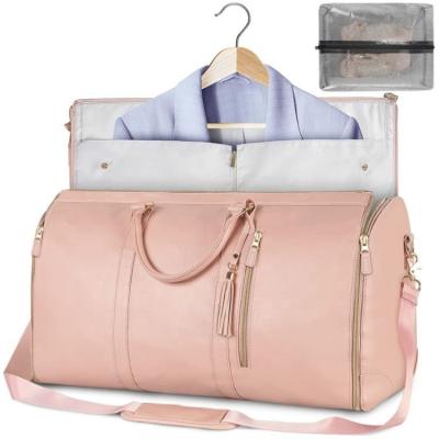 China Foldable Women's Travel Carry On Clothing Bag Large PU Leather Duffel Bag 52cm Waterproof OEM ODM for sale