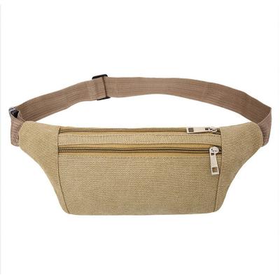 China Custom Canvas Waist Bag 34x40x10cm Multi Pocket Outdoor Leisure Tote for Men for sale