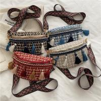 China Tassel Decor Adjustable Strap Waist Bag 21.5x15.5cm Plaid Pattern Waterproof Cycling Bum Bag OEM for sale