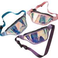 China Transparent PVC Bum Bag Fashion Reflective Waist Bag Holographic Laser Fanny Pack 11x6.5x5.9in for sale