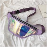 China Transparent PVC Bum Bag Fashion Reflective Waist Bag Holographic Laser Fanny Pack 11x6.5x5.9in for sale