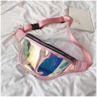 China Transparent PVC Bum Bag Fashion Reflective Waist Bag Holographic Laser Fanny Pack 11x6.5x5.9in for sale