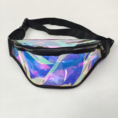 China Laser Clear PVC Holographic Fanny Pack Waist Bag Waterproof 29x10x16cm Custom Logo for sale
