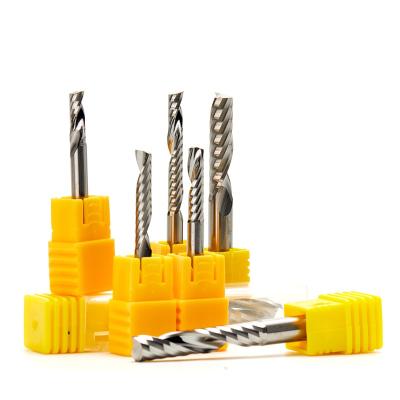 China YingBa Factory Sales High Quality 3.175mm-6mm Carbide Single Flute Spiral End Mill Cnc Bit for Cutting Wood PVC Acrylic Aluminum for sale
