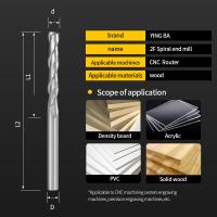 China YingBa Customized CNC Router Bit 6mm Two Flute Spiral Solid Carbide End Mill Wood Milling Cutters for MDF Wood Working Tool for sale