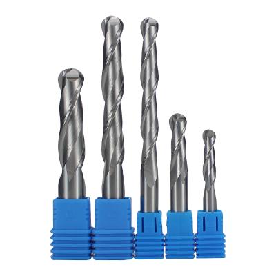 China YingBa Customized High Quality Coated Solid Carbide Alloy Ball Nose End Mill Two Flutes Spiral CNC Router Bit for Wood Aluminum for sale