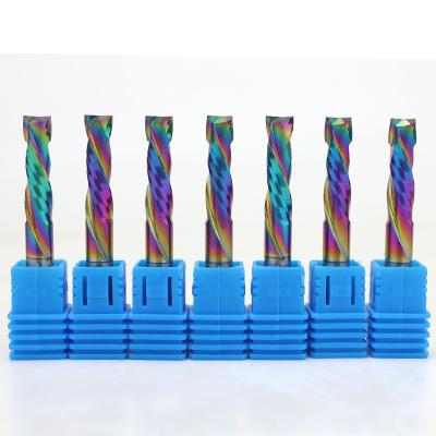 China YINGBA Customized Solid Carbide 2F Compression CNC Bit DLC Coated up Down Cut End Mill Two Flutes Spiral End Mill for Hard Wood for sale