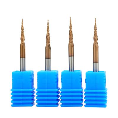 China High Quality Low Price 3mm 1/8 Inch Carbide End Mill Cnc Tapper Square Freza Bits Cnc Router Conical Cutting Bits for sale