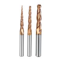 China YingBa HRC55 Coated CNC Wood Carving Cutter 2Flute Spiral Taper Ball Nose 1/8 Shank Carbide Milling Cutter Bit for Wood Carving for sale