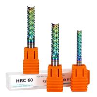 China 1/8 Shank Serrated Milling Cutter Corn Bit 8mm Rainbow DLC Coating Corn CNC Bits for Cutting Hardwood Circuit Board Plastic for sale