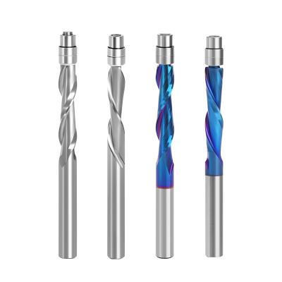 China Customized Inch Size AstraHP Coated Solide Carbide Compressor Up/Down 2 Flute Spiral Cutter Up-Cut Flush Trim Router Bit for sale
