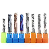 China Cnc Wood Router Bit Custom High Yingness Temperature Resistant Alloy Copper Blue Black Coating Spiral Taper Ball Nose End Mill for sale