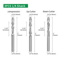 China Hot Selling Carbide 1/4'' 1/2'' Shank Nano Coating up Down Cut Spiral Bit Compression Flush Trim Router Bit Wood With Bearing for sale