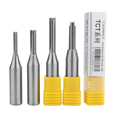 China Customized Cheap Price 1/2  12mm Shank TCT Two-Edged Straight Bit Router for CNC Wood Working Cutting Bit for sale