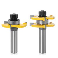 China 8mm 1/4''shank 1/2''shank 3 Tooth T-shaped Tenon Joint Knife Flat Panel Floor Knife Tenon Joint Knife Woodworking Milling Cutter for sale
