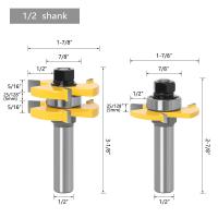 China 8mm 1/4''shank 1/2''shank 3 Tooth T-shaped Tenon Joint Knife Flat Panel Floor Knife Tenon Joint Knife Woodworking Milling Cutter for sale
