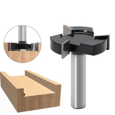 China Black Coating 3-blade T-type Milling Cutter 12mm 1/2 Shank Cleaning Bottom Milling Cutter Woodworking Tools Router Tools for sale