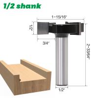 China Black Coating 3-blade T-type Milling Cutter 12mm 1/2 Shank Cleaning Bottom Milling Cutter Woodworking Tools Router Tools for sale