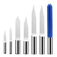China Solid Carbide Flat Bottom Carving Bits 30/45/60/90 Degree TIP 0.2 Shank 3.175mm 4mm 6mm Tapered Flat V Bit for Wood and Metal for sale