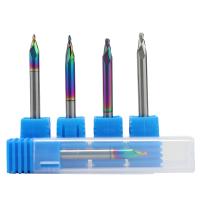 China Aluminum CNC Engraving Machine Tool Carbide End Mill Colorful Tin Coating ODM Taper Nose Milling Cutter CNC Cutter Bit for sale