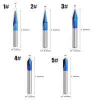 China 1/4 Shank Blue Coating V Type Solid Carbide Wood Cutter Tools Customizable OEM Engraving Router Bits for Woodworking for sale