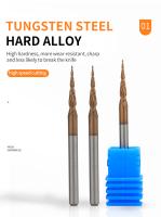China Factory Wholesale 2 Flute Hrc55 Tungsten Steel 3.175 Tapered End Mills Teppe Ball Nose Bit Cnc Wood Carving Milling Cutter for sale
