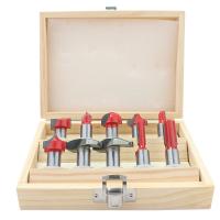China 10pcs Set 12mm Woodworking Milling Cutters Wooden Box Sets Trimming End Mill Straight Edges Router Bit with Rounded Corners for sale