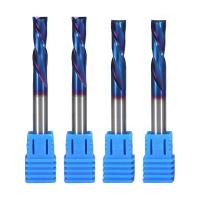 China YingBa Tungsten Steel Nano Blue Coated 1/2 1/4 End Mill for Woodworking Tool Sets Manufacturing Production Milling Cutter for sale