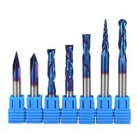 China YingBa Tungsten Steel Nano Blue Coated 1/2 1/4 End Mill for Woodworking Tool Sets Manufacturing Production Milling Cutter for sale
