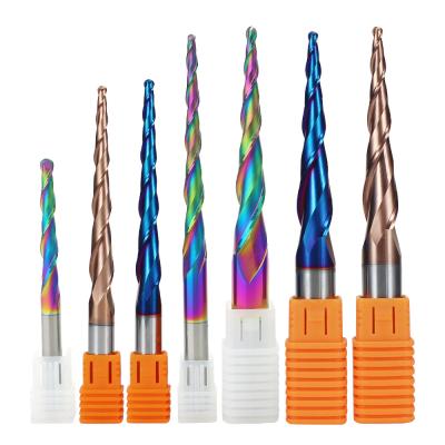China 3D Engraving Carving Copper Woodworking Relief CNC Tool  Coated Milling Cutter Tungsten Carbide Taper Ball-end Milling Cutter for sale